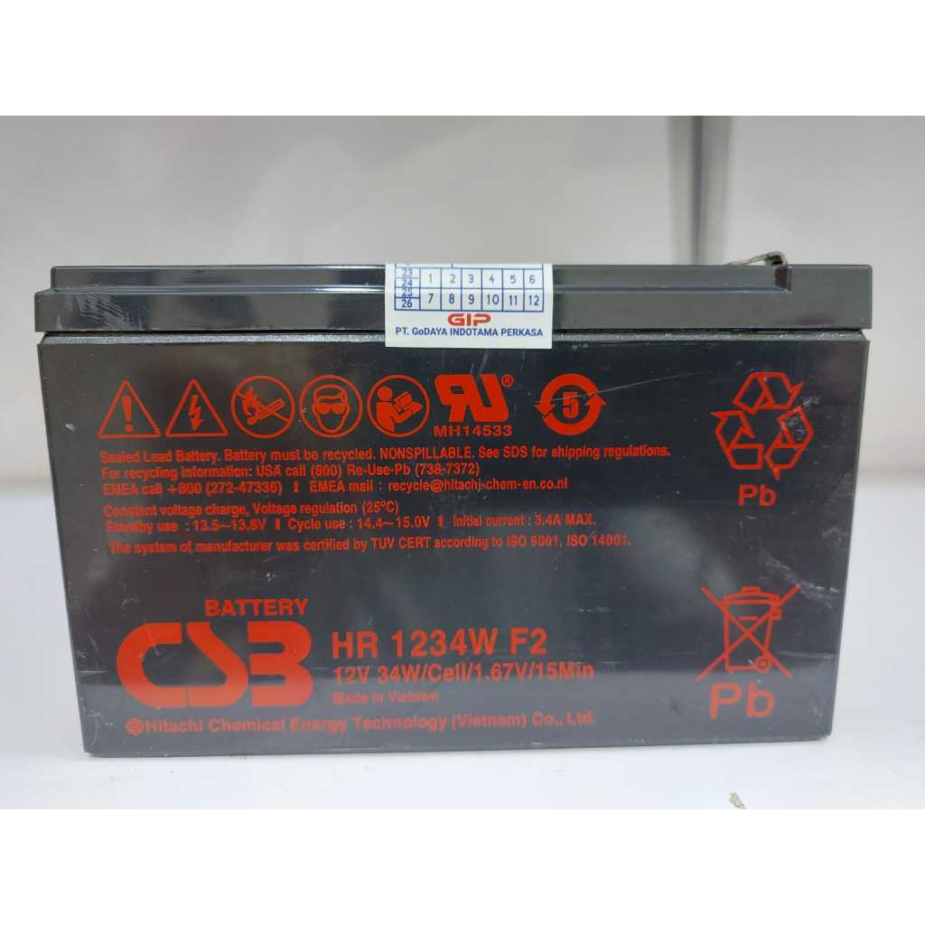 Jual Battery Baterai Aki UPS CSB 12V34W HR1234WF2 | Shopee Indonesia