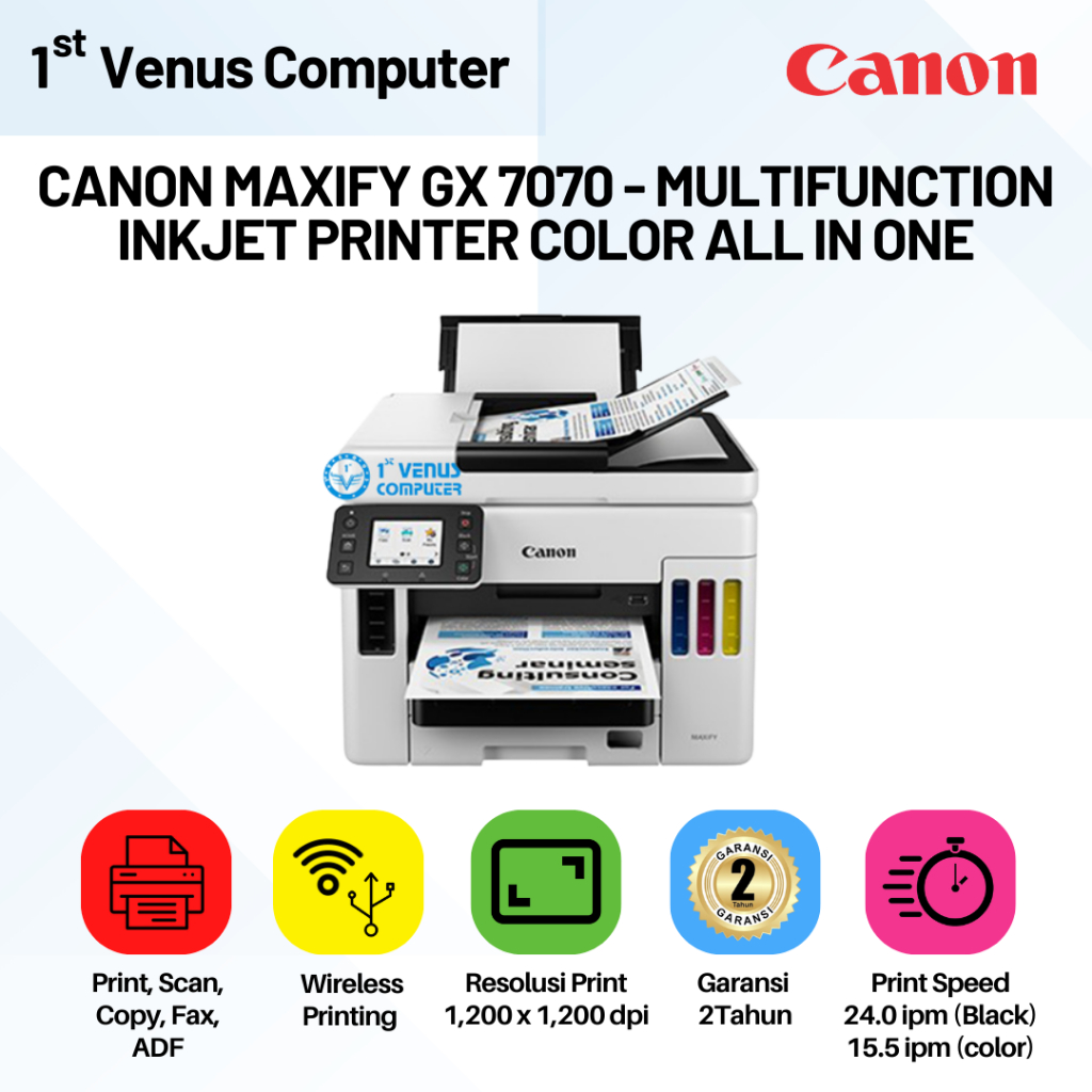 Jual Canon Maxify GX 7070 - Multifunction Inkjet Printer Color All in ...