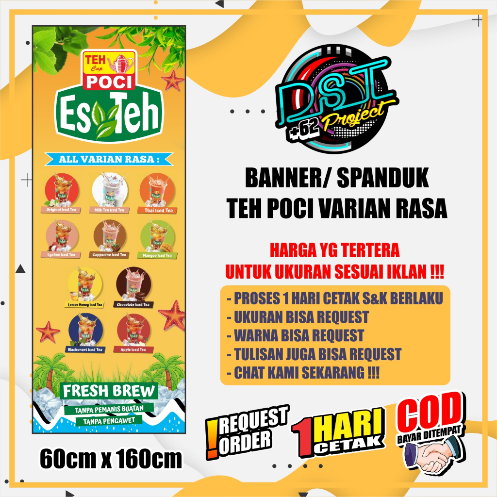 Jual BANNER / SPANDUK ES TEH POCI VARIAN RASA 60 X 160 | Shopee Indonesia