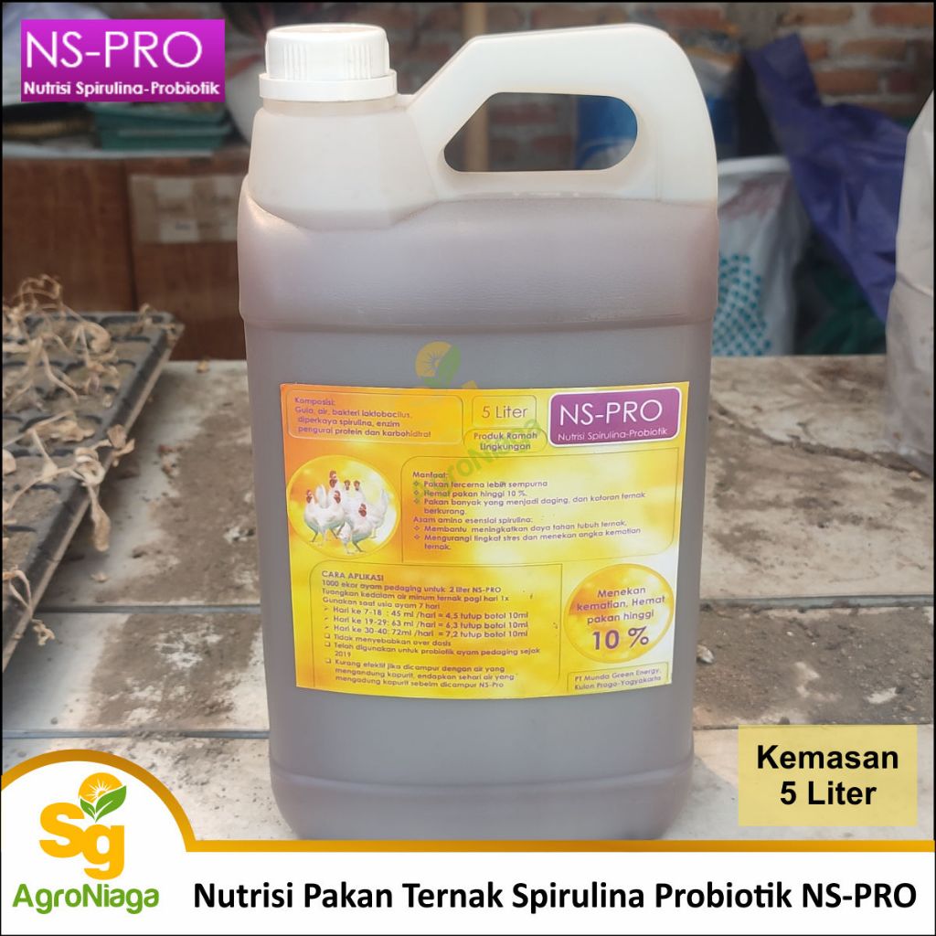 Jual Nutrisi Pakan Ternak Kemasan 5 Liter Spirulina Probiotik NS-PRO ...