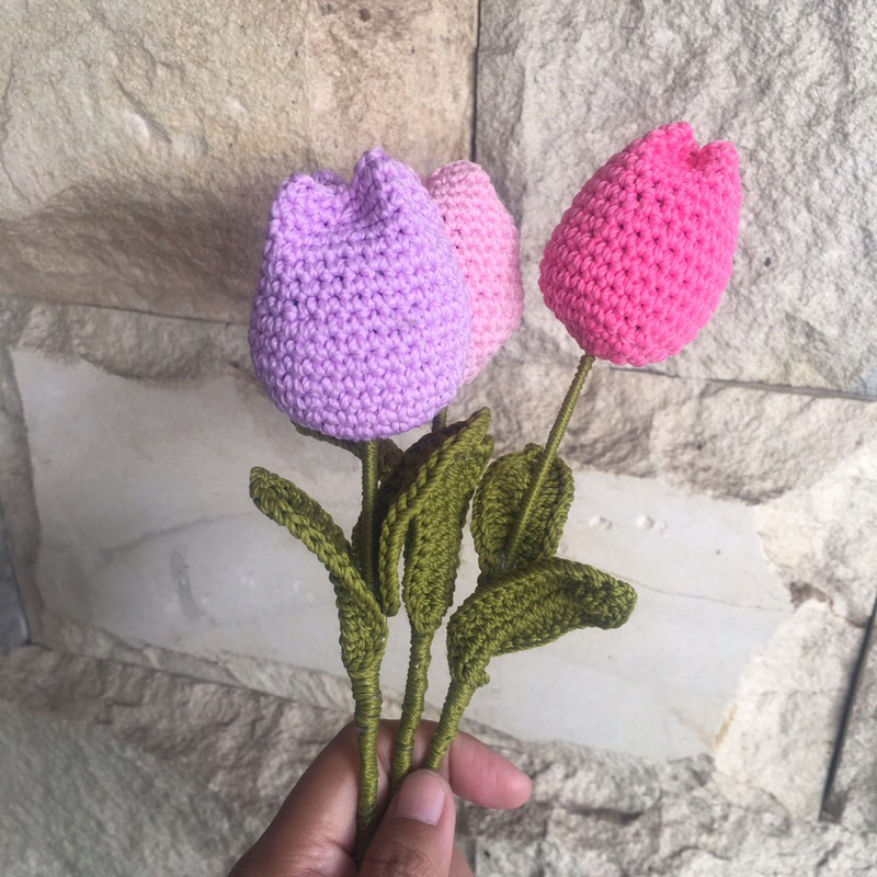 Jual bunga tulip rajut , harga per batang | Shopee Indonesia