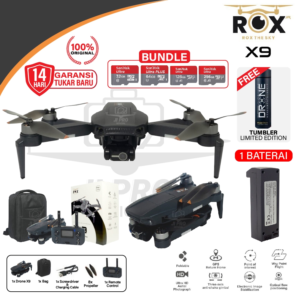 Jual ROX X9 GPS Drone 3-Axis Gimbal 1.5KM Camera 4K 25 Min RC ...