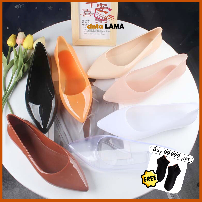 Jual Sepatu Jelly Flatshoes Wanita Glossy Cantik Import Casual Kekinian ...