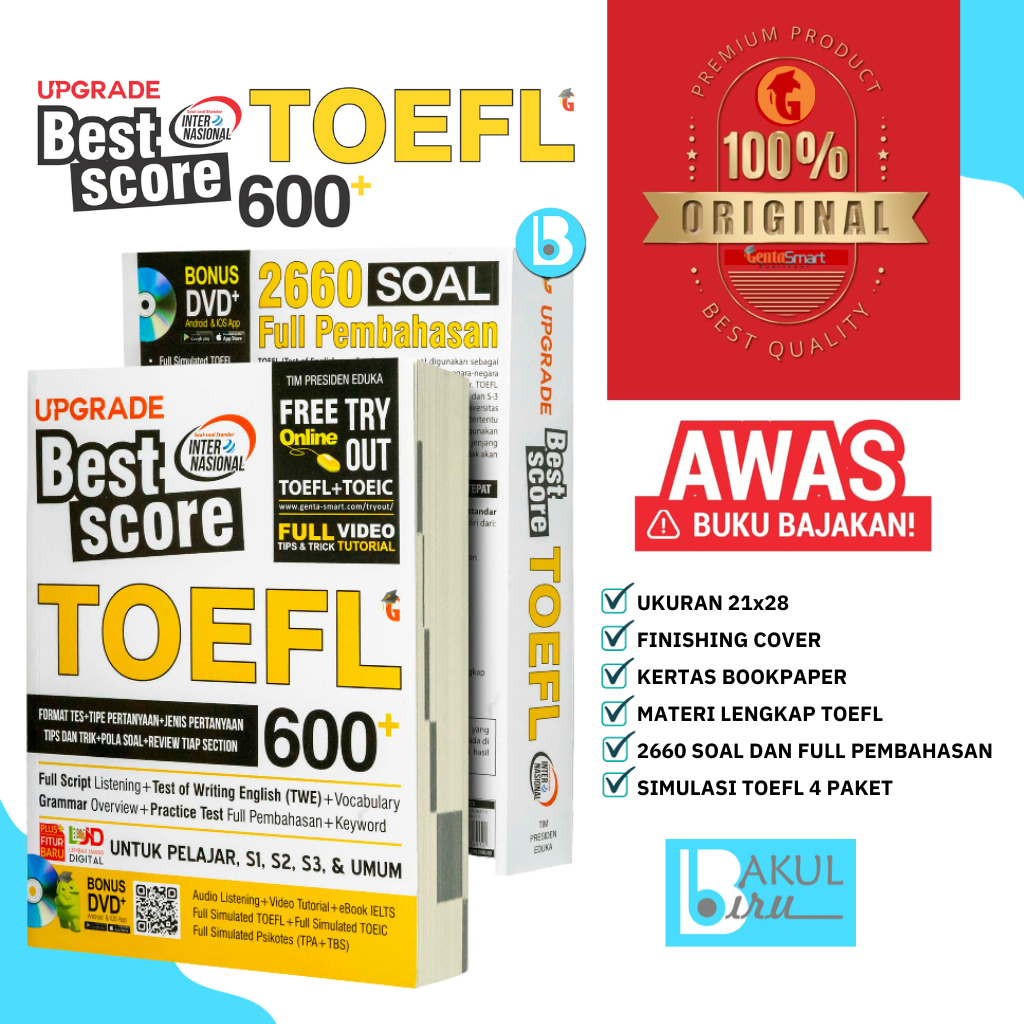 Jual BUKU TOEFL - TOEFL - UPGRADE BEST SCORE TOEFL 600+ | Shopee Indonesia