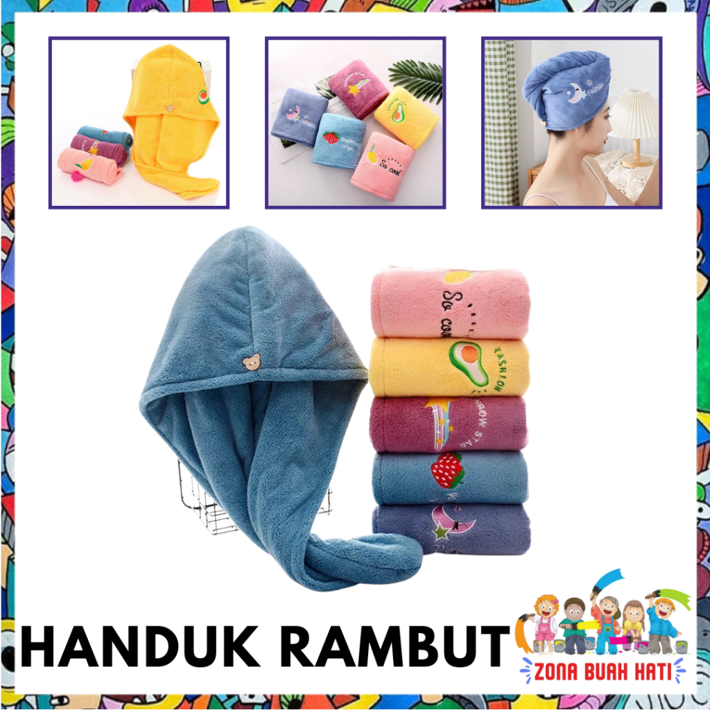 Jual ZBH Handuk Keramas Highquality Karakter Cepat Kering Fashion ...