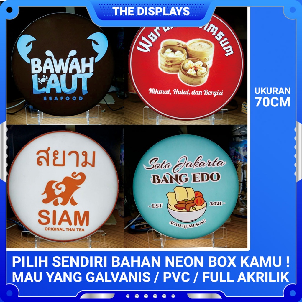 Jual Neon Box Bulat 70 cm Pilihan Bahan Galvanis / PVC / Full Akrilik ...