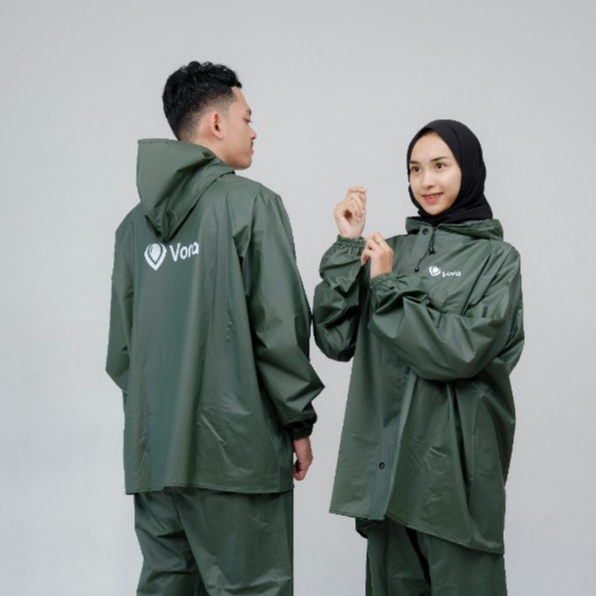 Jual Jas Hujan Anti Rembes VORA Setelan Pria Wanita Dewasa mantel PVC mantol raincoat Tebal ...