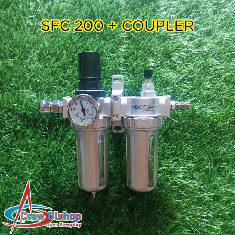 Jual Air Filter Regulator Saringan Kompresor Single dan Double Tabung SFR200 SFC200 plus Coupler ...