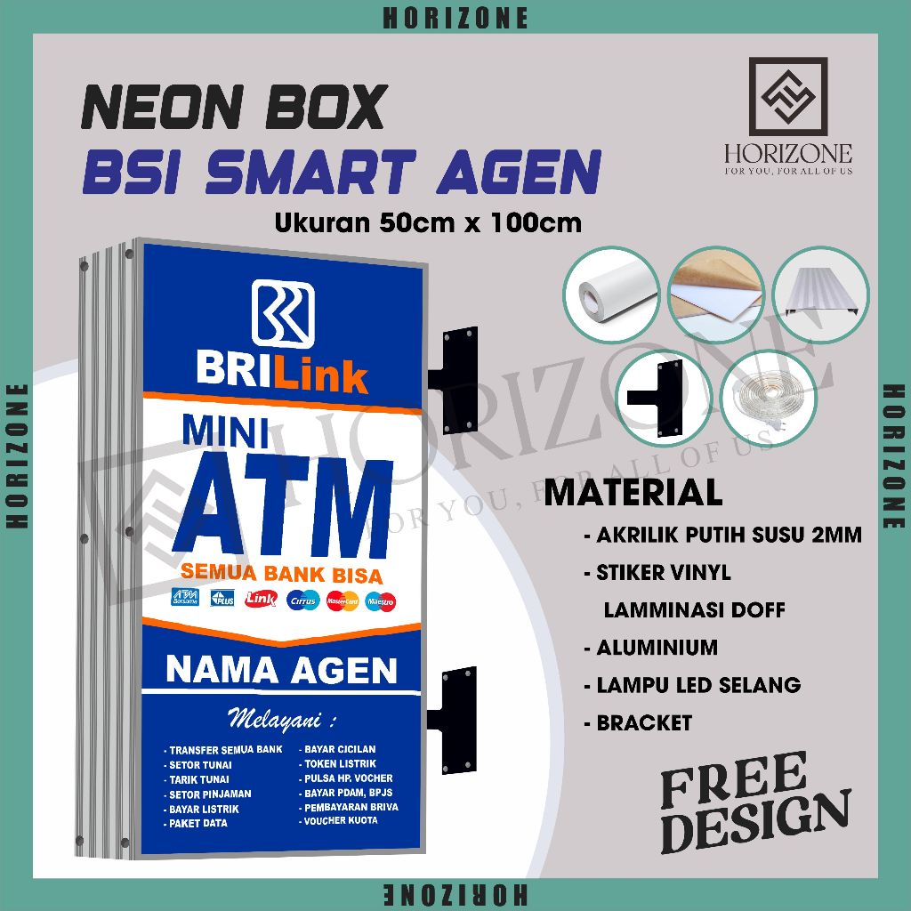 Jual NEON BOX AKRILIK AGEN BRILINK 100x50 CM 2 SISI | Shopee Indonesia