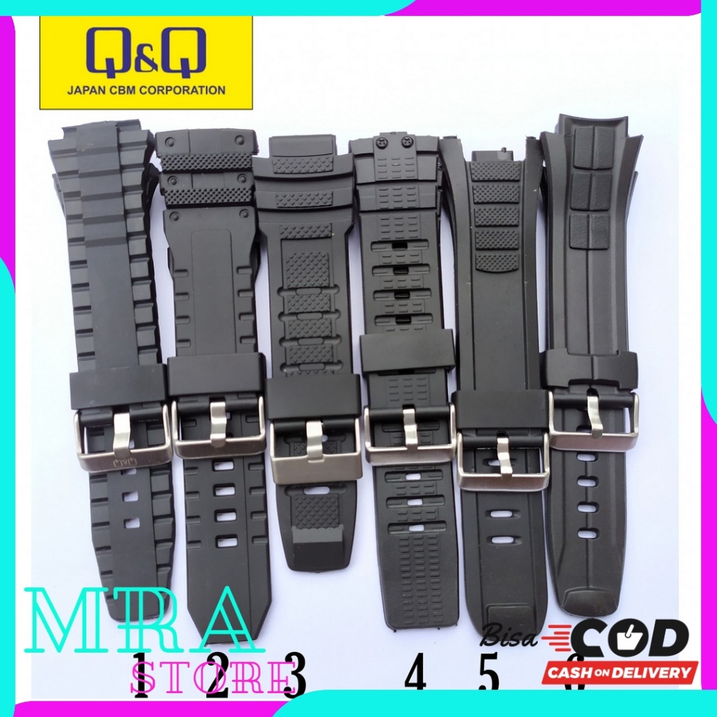 Jual Strap Tali Jam Tangan QQ QNQ Qnq Q&Q Rubber Watch qq qnq Hitam ...