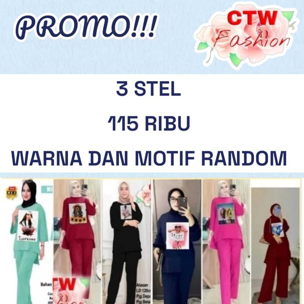 Jual ONE SET PAKET HEMAT 100 - 115 RIBU DAPAT 3 STEL /WARNA DAN MOTIP ... Jual ONE SET PAKET HEMAT 100 - 115 RIBU DAPAT 3 STEL /WARNA DAN MOTIP ...