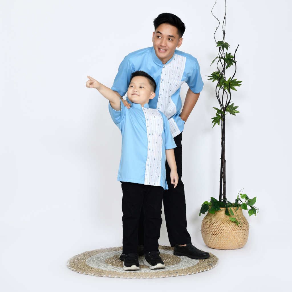 Jual Koko Couple Ayah Anak Bilal warna Biru Muda Baby Blue | Shopee ...