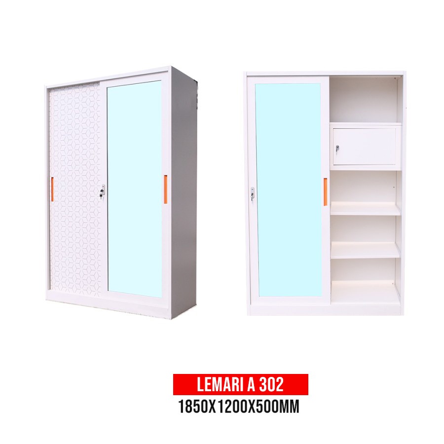Jual Lemari Baju Besi - Lemari Pakaian Besi Sliding / 2 Pintu / 3 Pintu | Shopee Indonesia