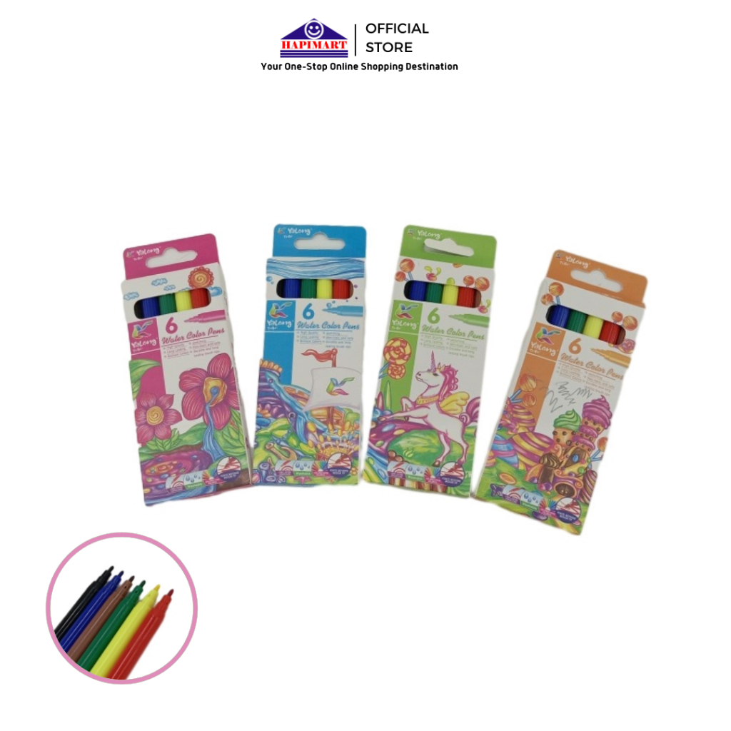 Jual Spidol 6 Warna/Water Color Pens/Pena Cat Air 6 Warna Coloring ...