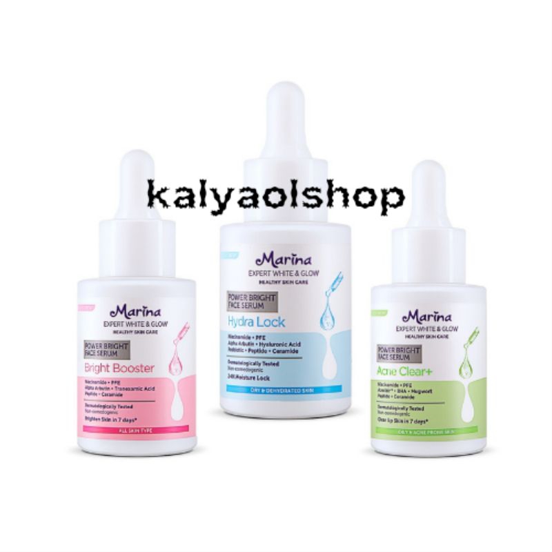 Jual Marina Face Serum bright booster | hydra lock | anti acne 25 ml ...