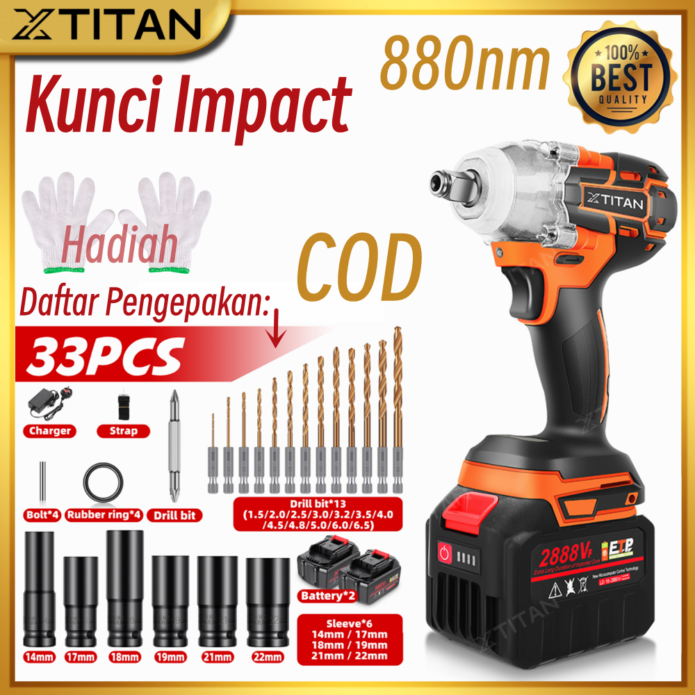 Jual 【COD + Dikirim Dalam 24 Jam】XTITAN 688/988/2888VF Cordless Kunci Impact Wrench Brushless ...