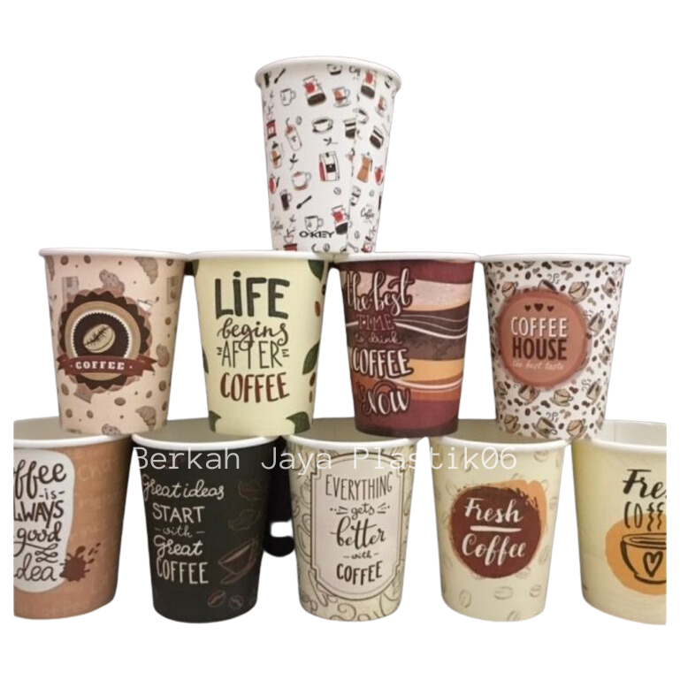 Jual Paper Cup 8 oz motif isi 50 / Gelas Kertas / Gelas Kopi Motif (ukuran 8 oz) | Shopee Indonesia