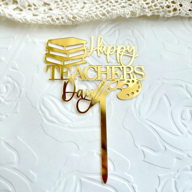 Jual Partyhouse.Medan Cake Topper Happy Teacher's Day / Best Teacher ...