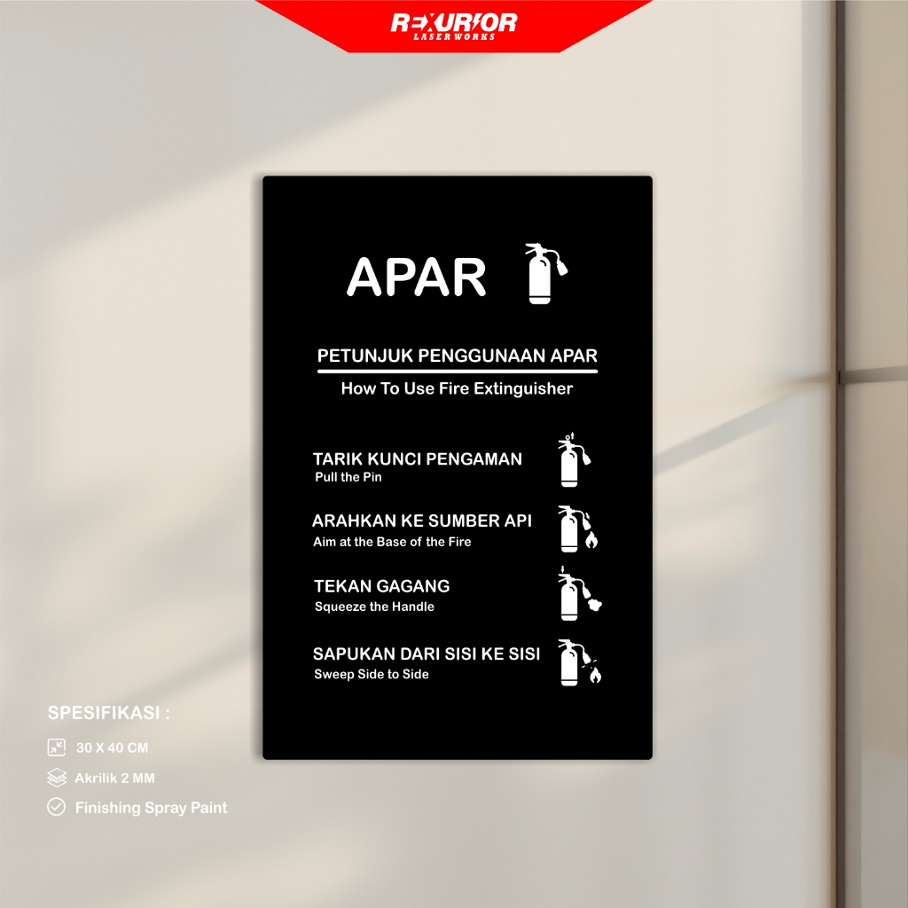 Jual Sign Board Akrilik Petunjuk Penggunaan APAR Papan Tanda Modern ...