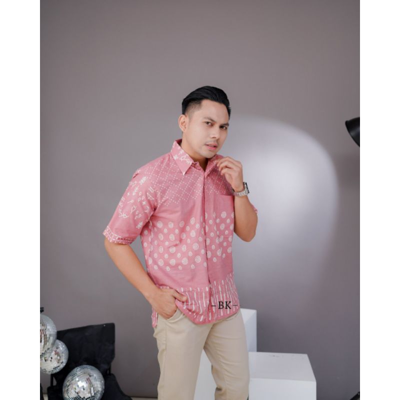 Jual BAJU BATIK PRIA WARNA PINK/ROSEGOLD/DUSTY/MERAH FANTA KEMEJA BATIK ...