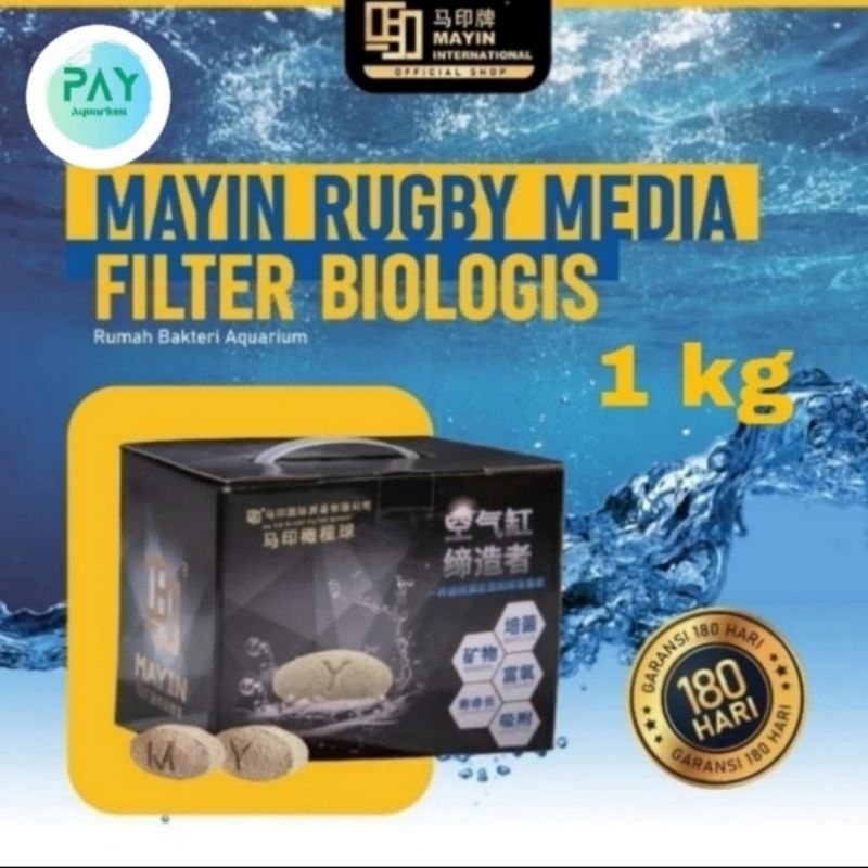 Jual Mayin rugby 1kg media filter biologis rumah bakteri ikan | Shopee ...