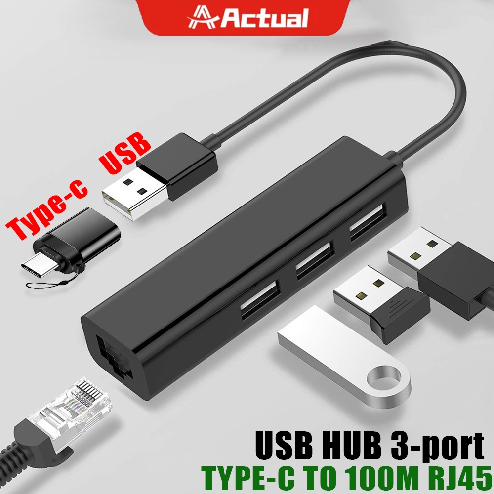 Jual Actual 4 Port HUB Vention 2.0 Power Adapter OTG Lan Ethernet Port ...