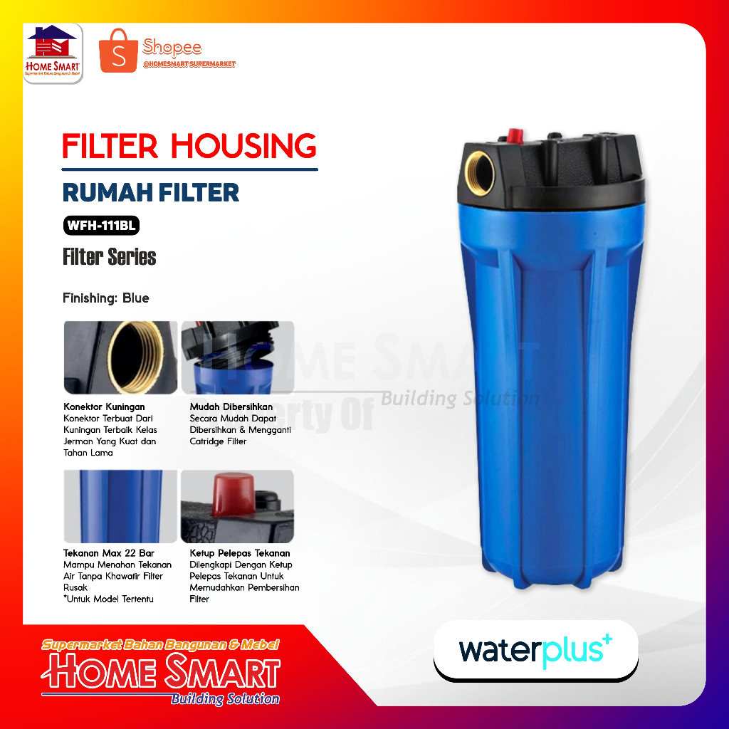 Jual FILTER AIR WATERPLUS WFH 111BL / FILTER HOUSING WATERPLUS (10 ...