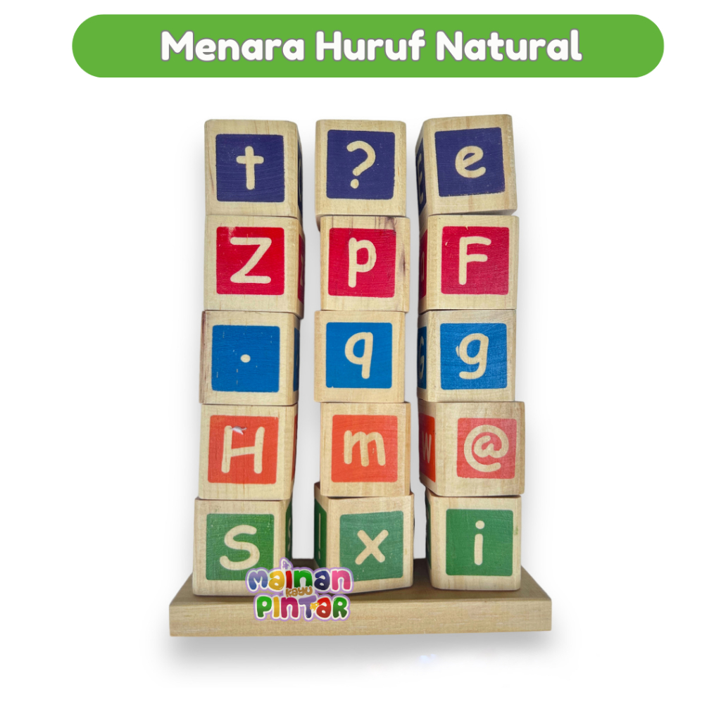 Jual Mainan Edukasi Menara Huruf Alphabet Natural Tiga Tiang | Shopee ...