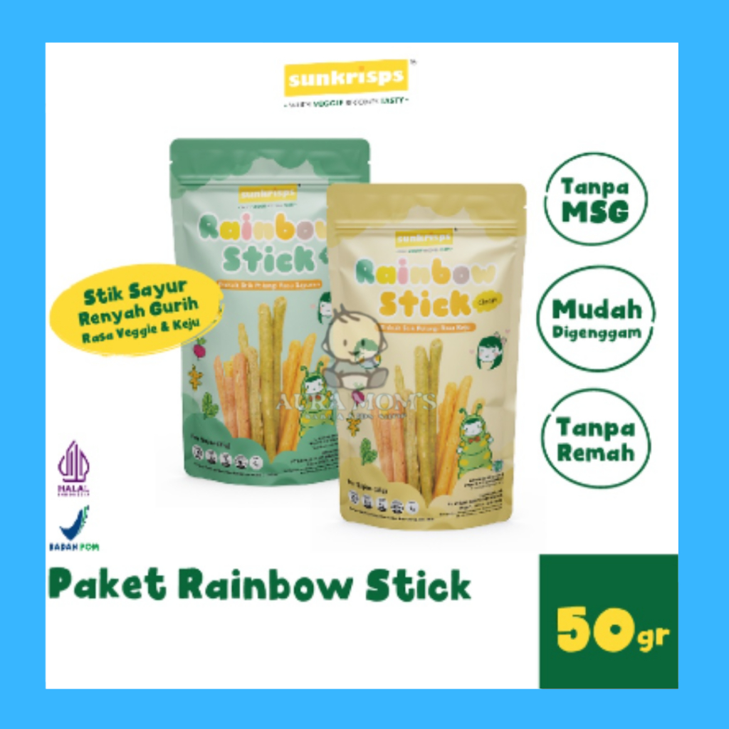 Jual OMO! Sunkrisps Rainbow Stick Kue Sus Kering Pelangi Snack Makanan ...