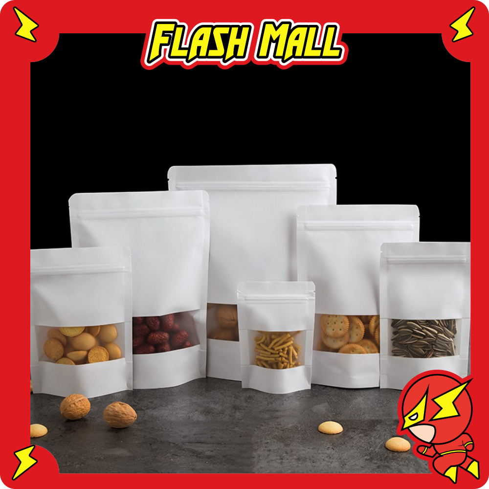 Jual FLASHmall Standing Pouch Craft Putih / Ziplock Bag Paper Putih ...
