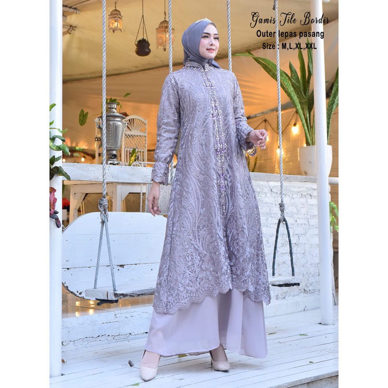 Jual Gamis Tile bordir Outer Payet Mutiara LD 120cm| Gamis Outer| Gamis Jumbo| Gamis| Gamis ...
