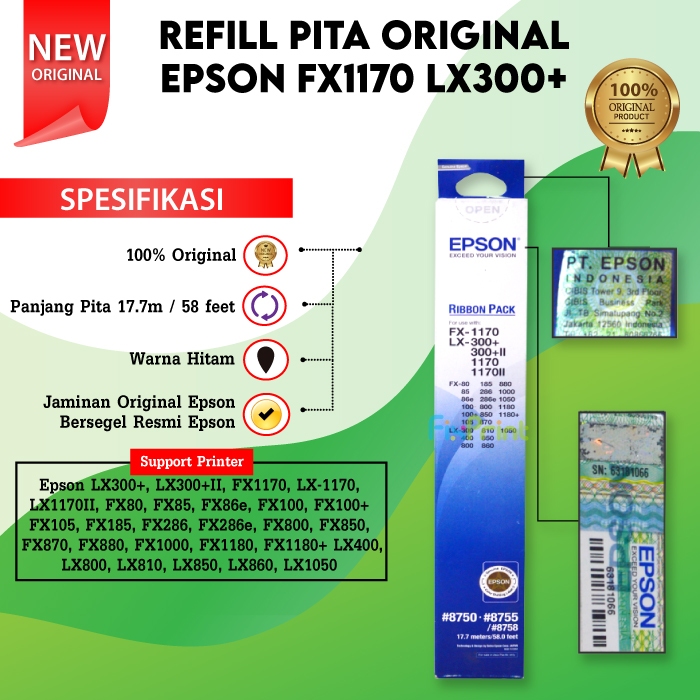 Jual Refill Pita Ribbon Pack Printer Epson LX 300 LX 800 LQ 310 LX310 Original | Shopee Indonesia
