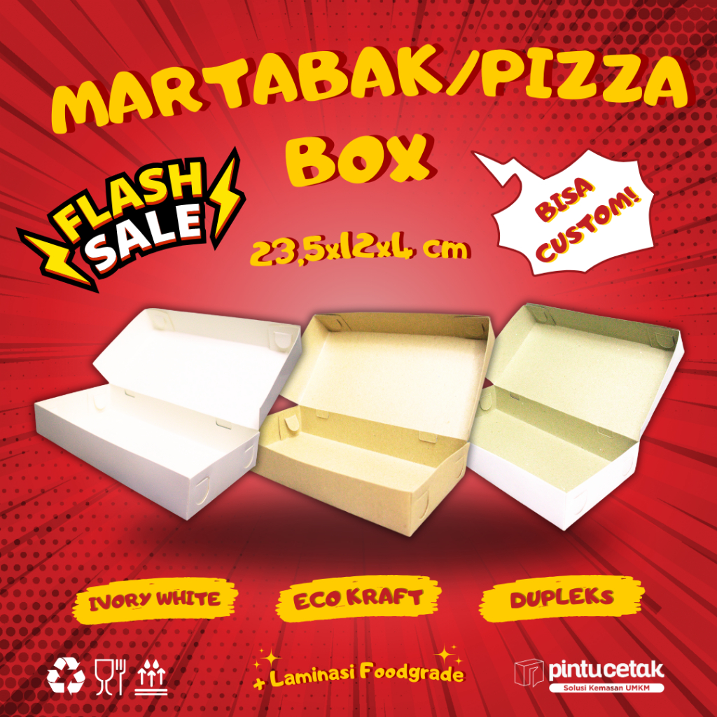Jual CUSTOM DESIGN MARTABAK/PIZZA BOX Makanan Paper Kraft, MIN ORDER ...