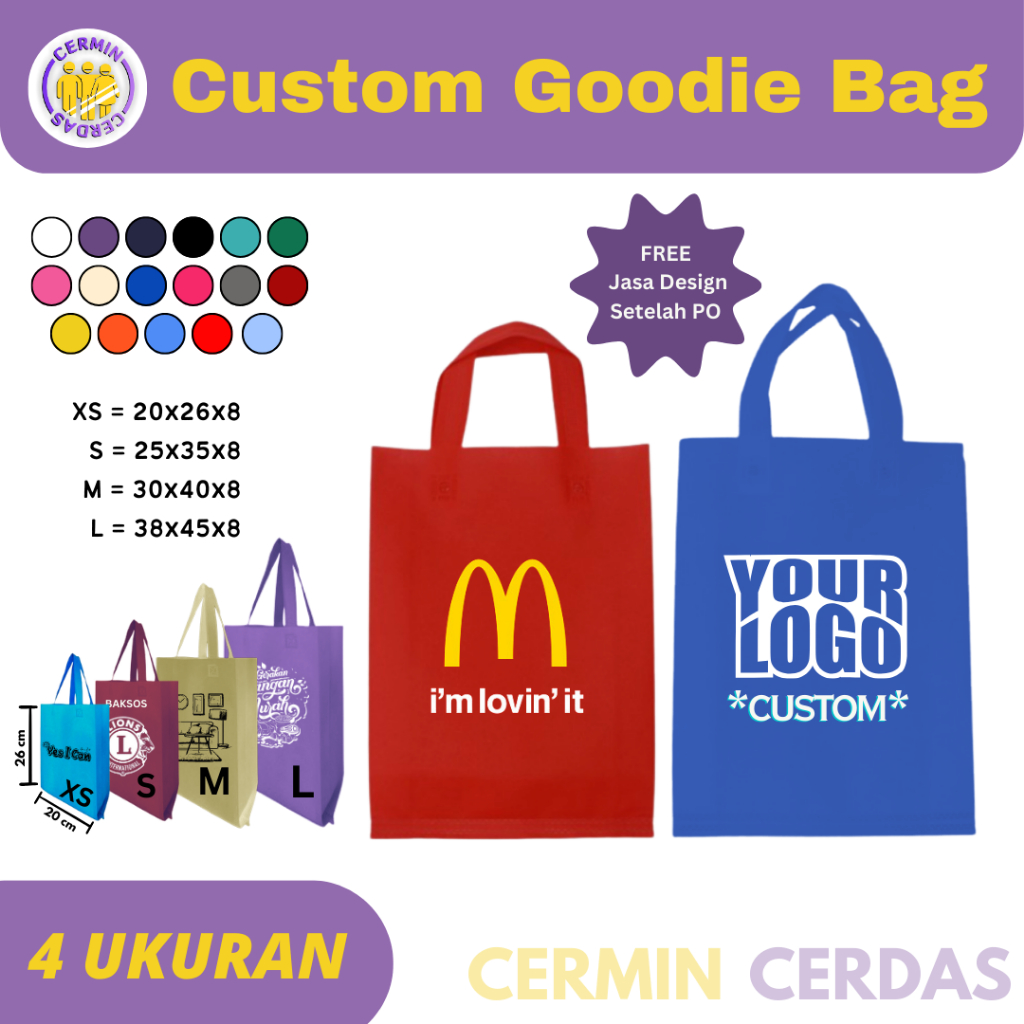 Jual Custom Sablon Tas Belanja Handle Spunbond Goodie Tote Bag Hajatan ...