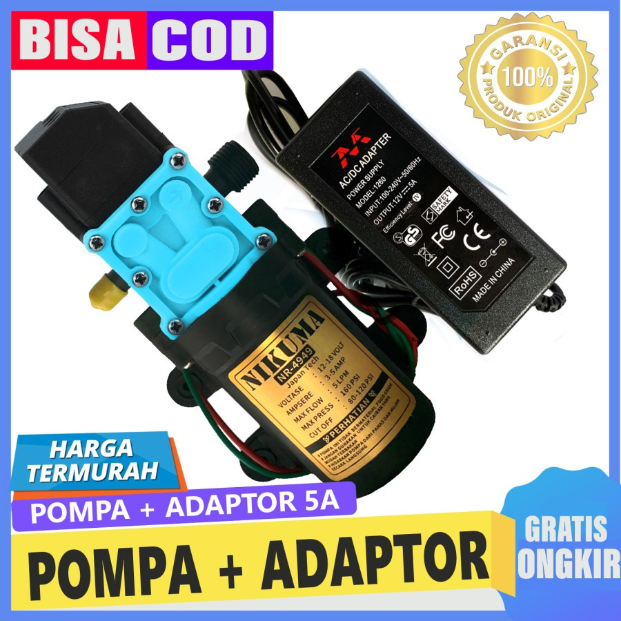 Jual Pompa DC Nikuma 160 psi + adaptor 12v 5a Murni Pompa High Pressure ...