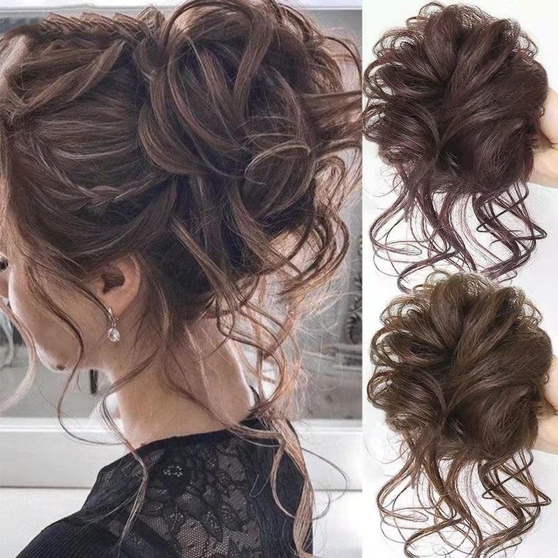 Jual Caliloops Ikat Rambut Palsu Cepol Keriting Bun Wanita Korea ...
