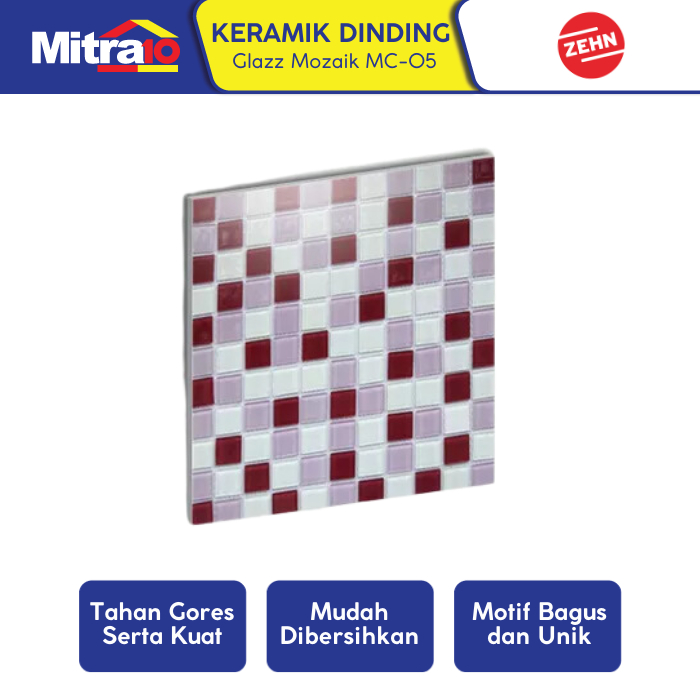 Jual Zehn Keramik Dinding Dapur Glass Mozaik MC-05 30x30 Cm Putih-Ungu | Shopee Indonesia
