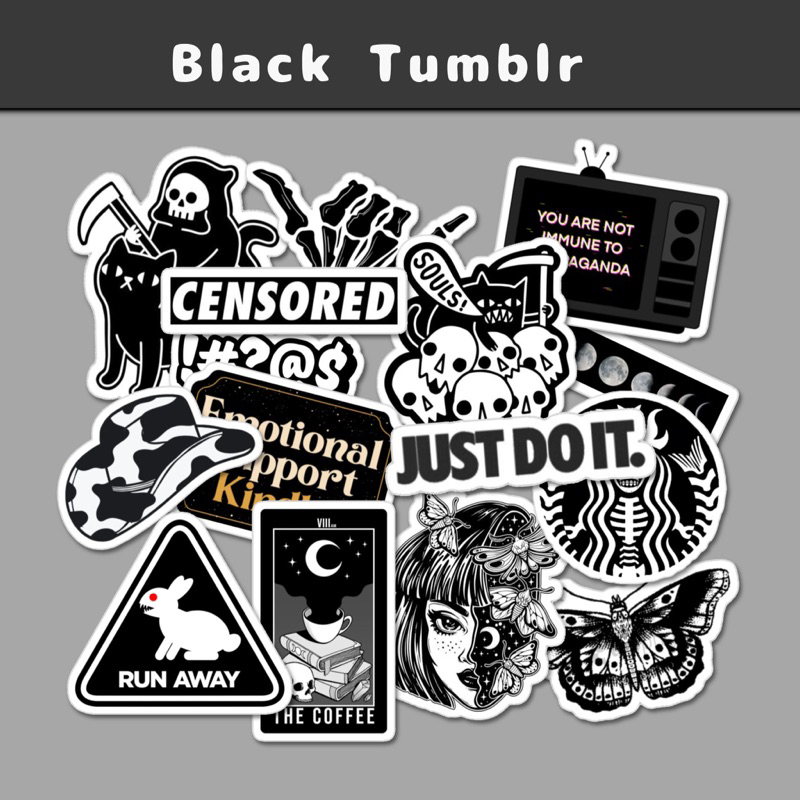 Jual Black Sticker Pack Sticker Aesthetic Sticker tumblr | Shopee Indonesia