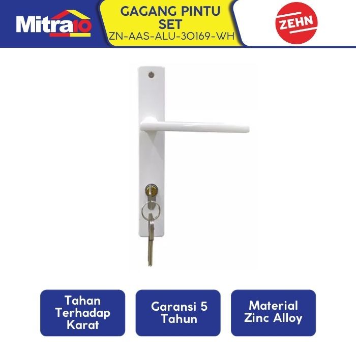 Jual Zehn Handle Gagang Pintu + Badan Kunci ZN-AAS-ALU-30169-WH Putih ...