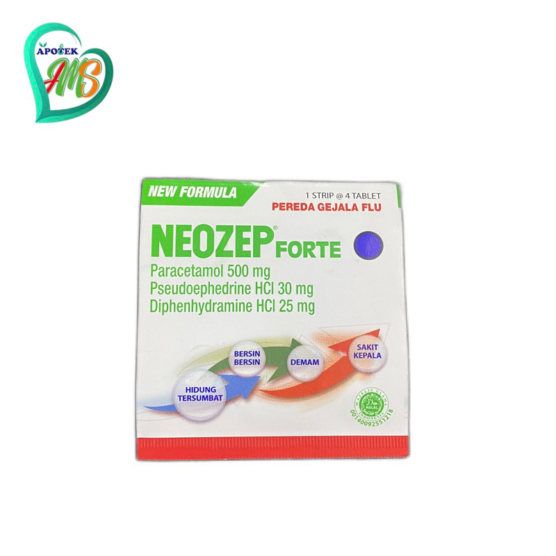 Jual NEOZEP FORTE 1 STRIP 4 TABLET | PEREDA GEJALA FLU | Shopee Indonesia