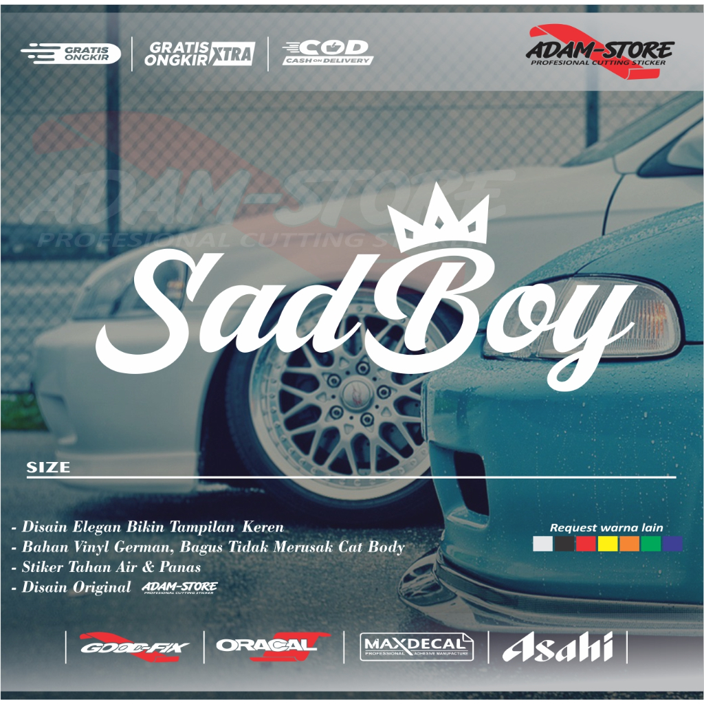 Jual SB02 sticker mobil sticker SADBOY stiker mobil sad boy stiker ...