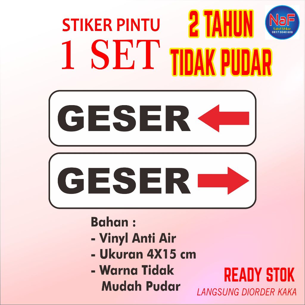 Jual Stiker pintu geser kanan kiri 1set sticker geser pintu buka tutup ...