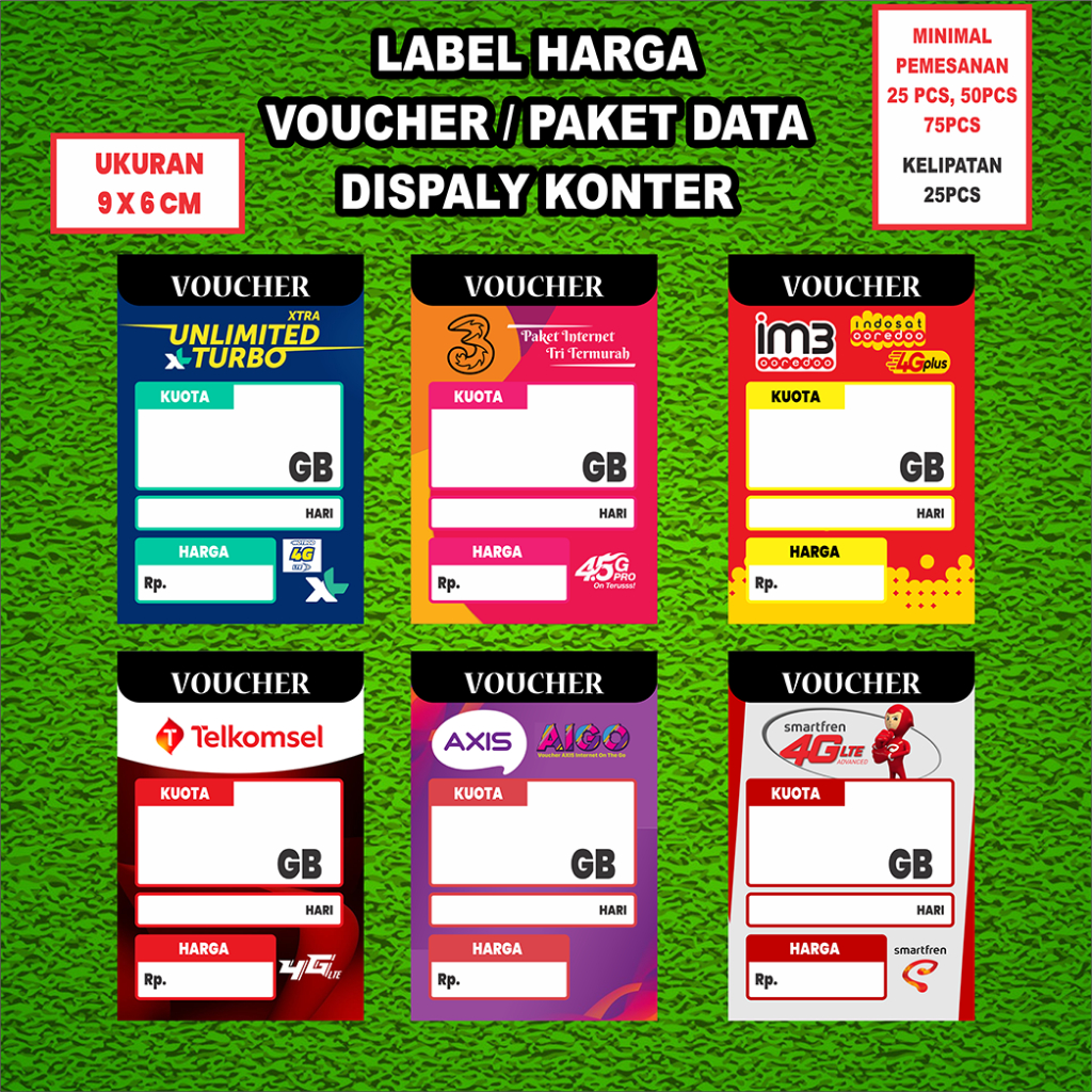 Jual Label Harga Voucher / Label Harga Paket Data / display paket data ...