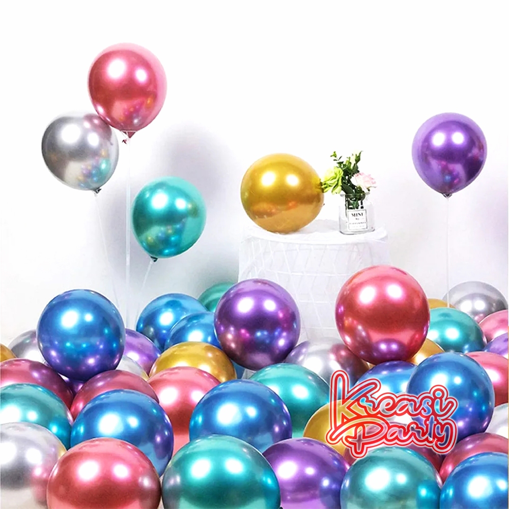 Jual Balon Latex Chrome 1 Pack isi 50 pcs / Balon Metalik Chrome ...