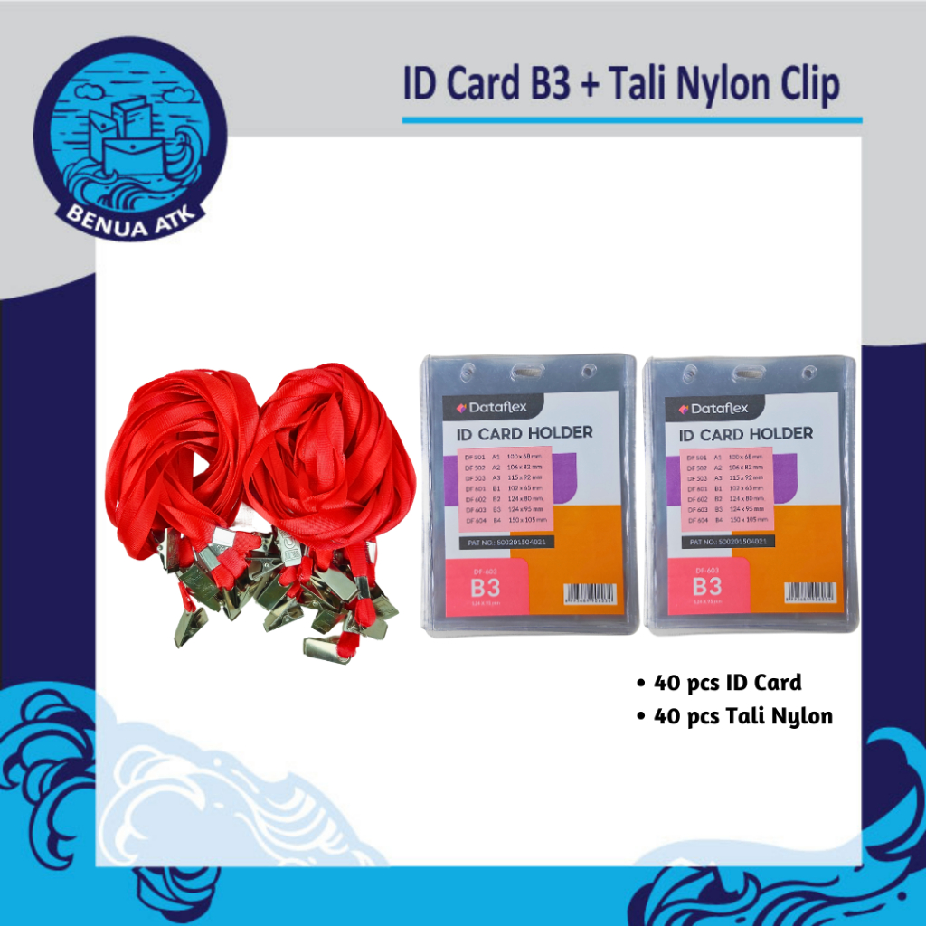Jual Bundling ID Card B3 + Tali Nylon Clip Besi [NYL] | Shopee Indonesia