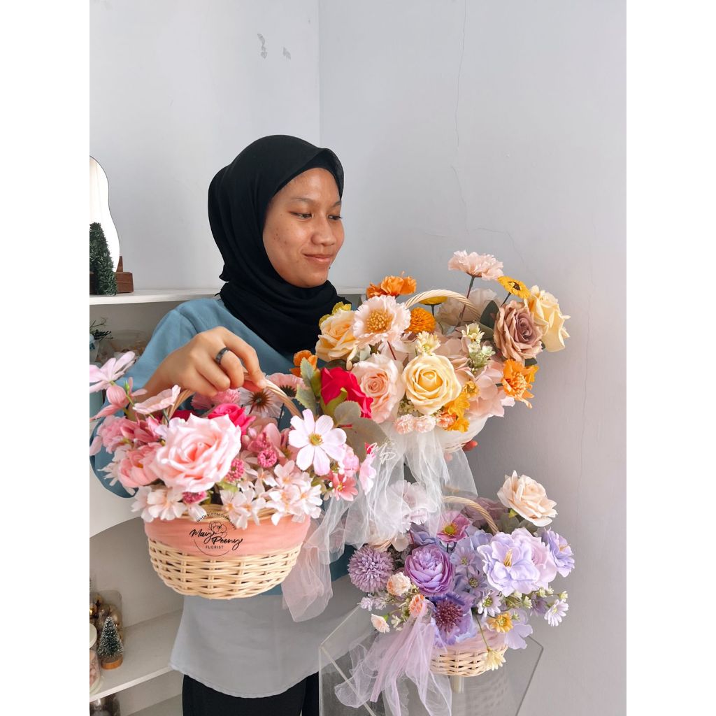Jual ARTIFICIAL FLOWER BASKET - KERANJANG BUNGA BLOOM BOX FLOWER BOX RANGKAIAN BUNGA MEJA KADO ...