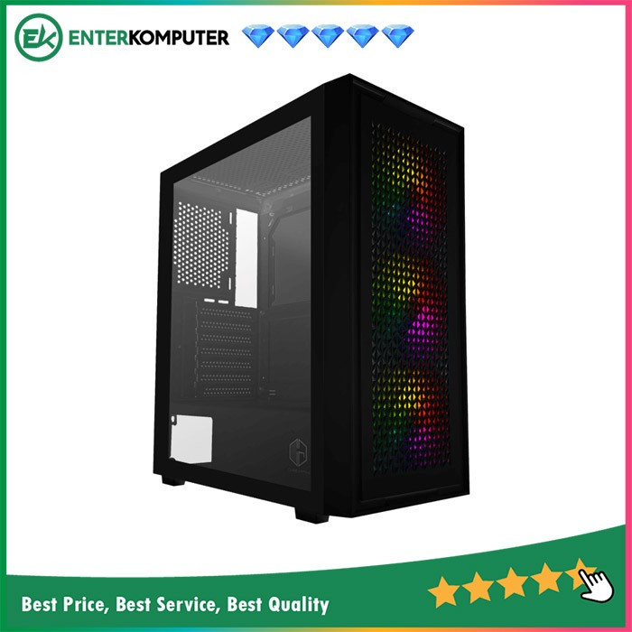 Jual CUBE GAMING STARK BLACK - ATX SIDE TEMPERED GLASS - FRONT MESH ...