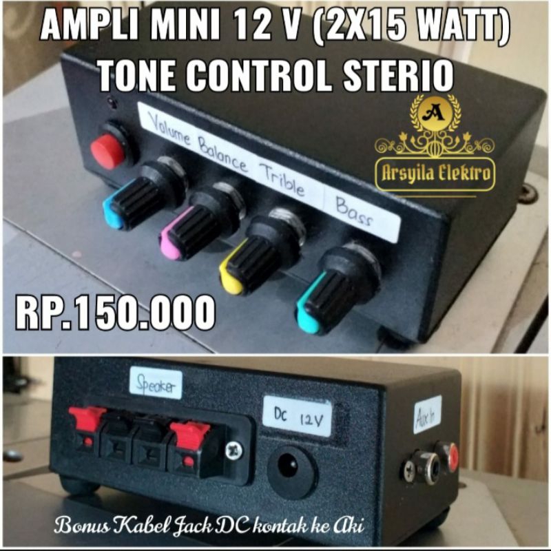 Jual POWER AMPLIFIER / AMPLI MINI 12 VOLT Tone Control Sterio (Volume ...