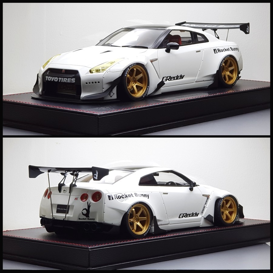 Jual 1/18 Makeup Model Nissan GTR R35 Rocket Bunny White Metallic ...
