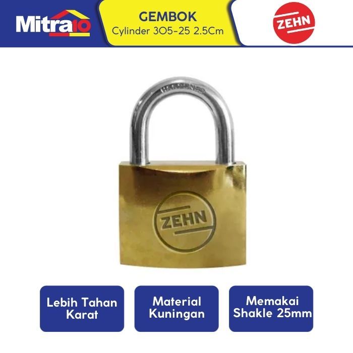 Jual Gembok Besi 25mm Brass Cylinder - Kunci Silinder, Kuat - Zehn ...